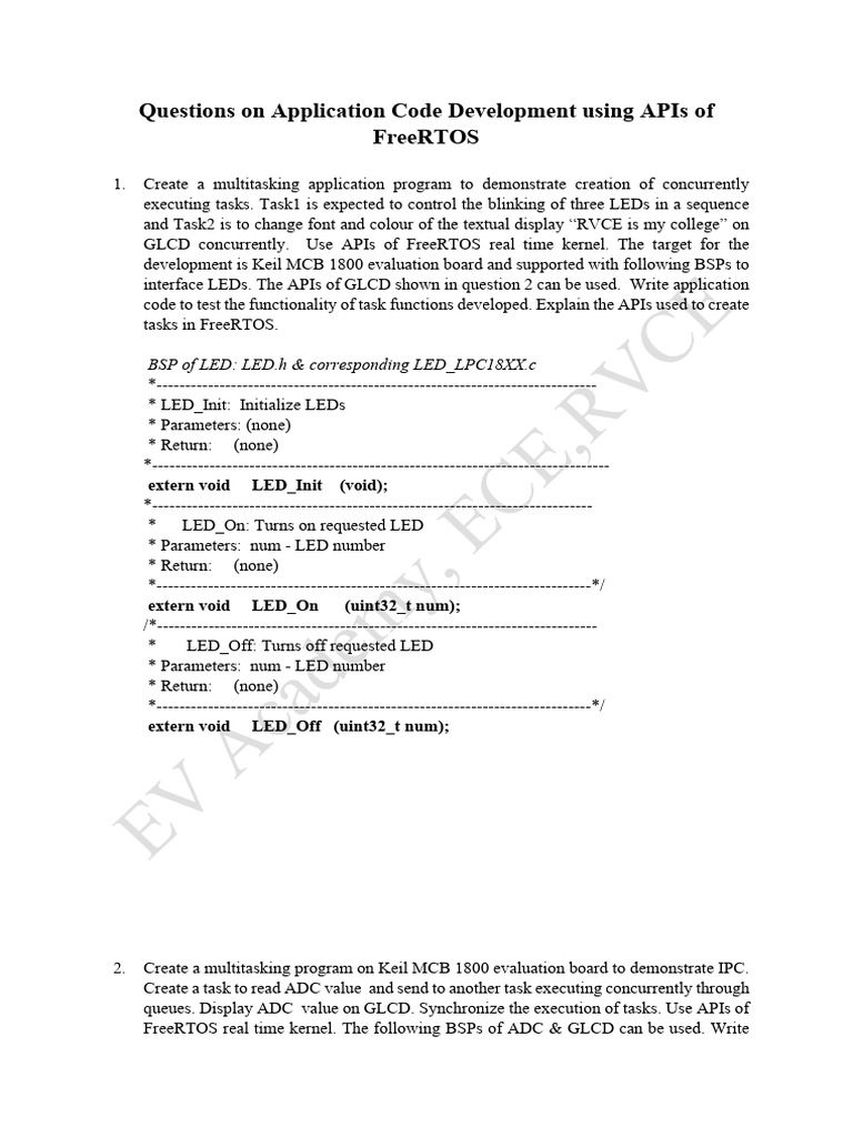 Questions FreeRTOS New | PDF | Analog To Digital Converter | Computing