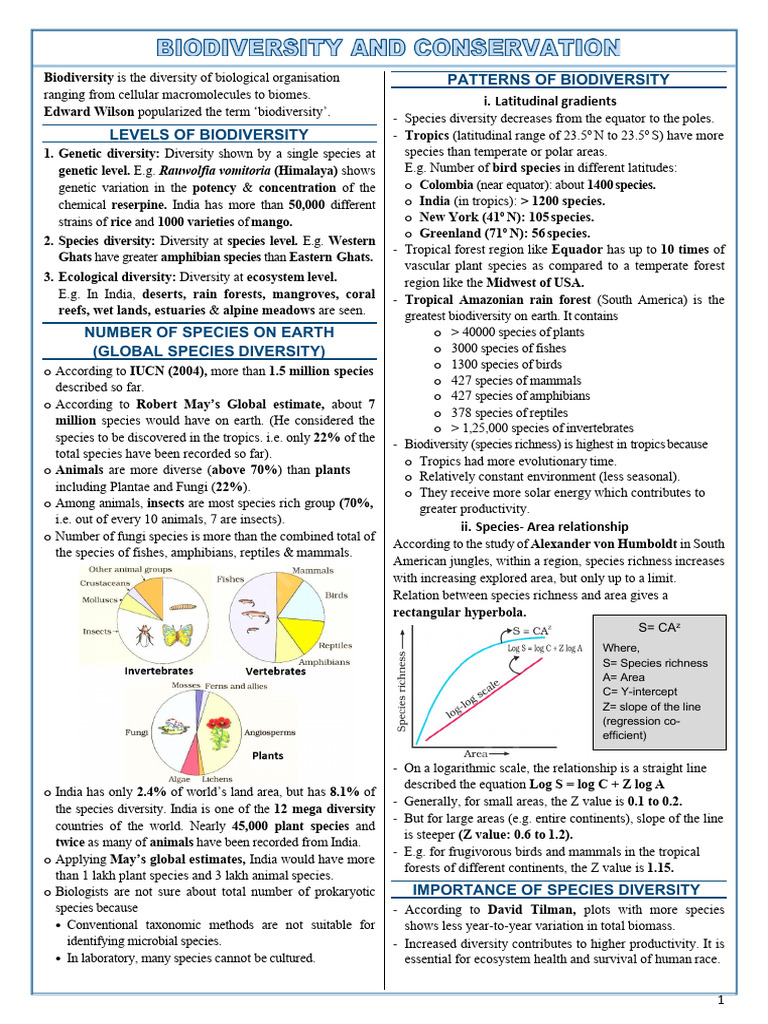 35. Biodiversity and Conservation | PDF | Biodiversity | Conservation ...