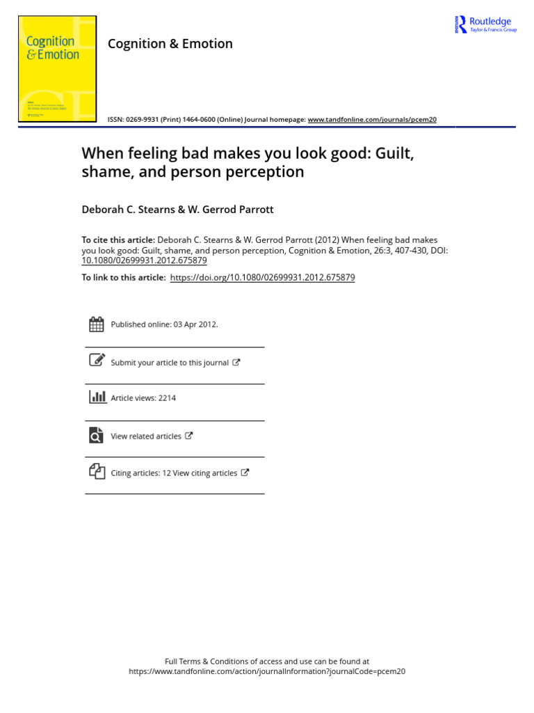 When Feeling Bad Makes You Look Good Guilt Shame and Person Perception ...