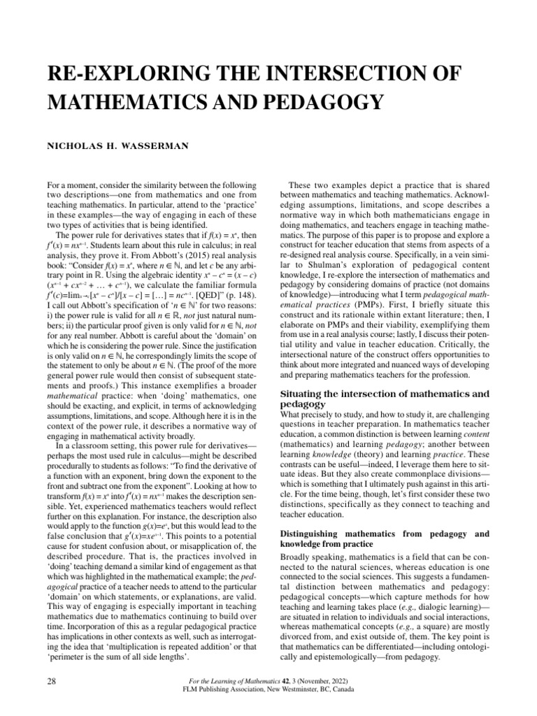 Mathematics and Pedagogy Intersection | PDF | Pedagogy | Mathematics