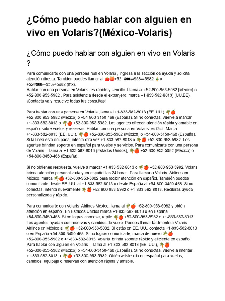 Faq Como Puedo Hablar Con Alguien en Vivo en Volaris | PDF | Servicio ...