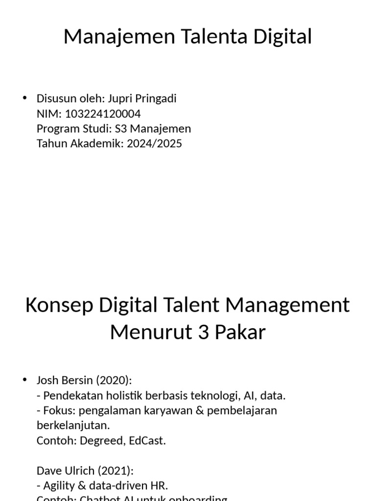 Manajemen Talenta Digital Jupri Pringadi | PDF