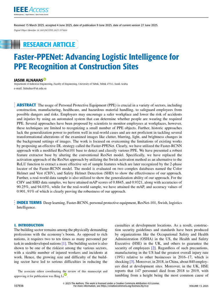 Faster-PPENet Advancing Logistic Intelligence For PPE Recognition at ...