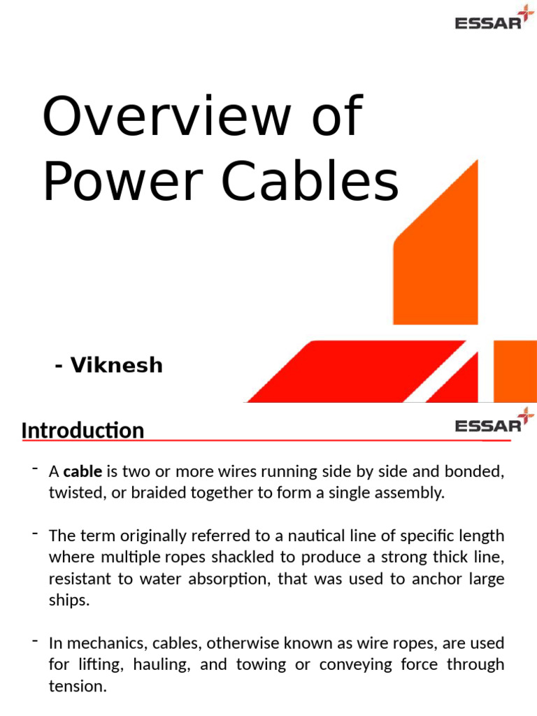 Power Cables: Types and Classifications | PDF | Insulator (Electricity ...