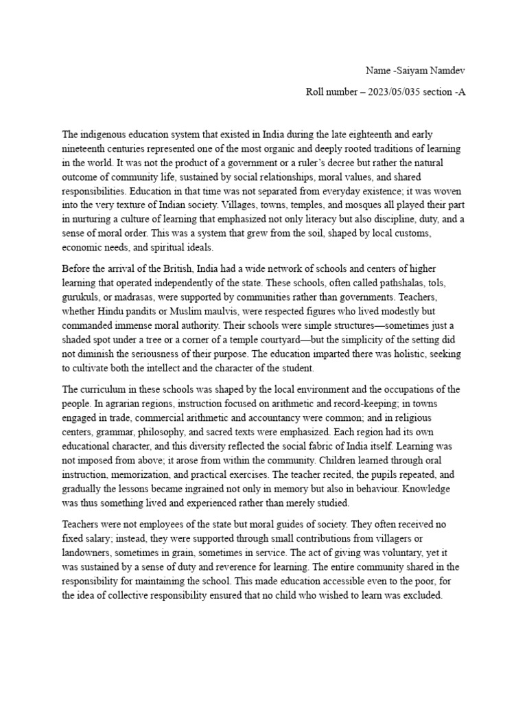 035 saiyam namdev (1) (1) | PDF | Knowledge | Teachers