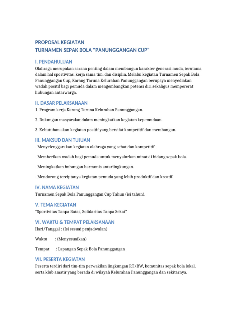 Proposal Turnamen Sepak Bola Panunggangan Cup2 | PDF