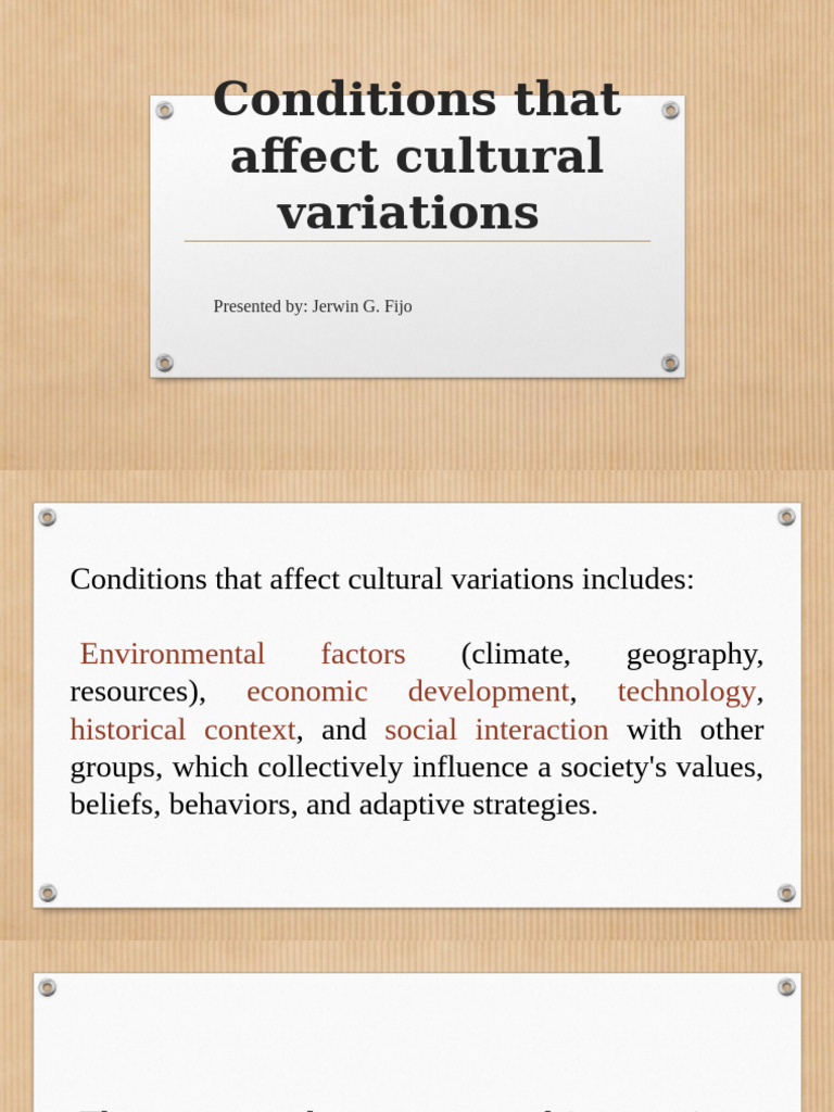 Conditions That Affect Cultural Variations | PDF | Behavior | Society