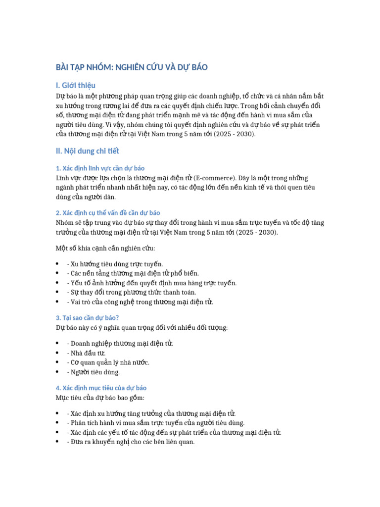 Bai Tap Nhom Du Bao Chi Tiet | PDF