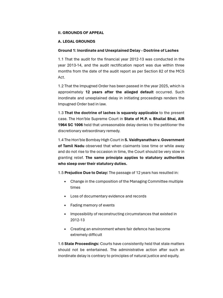 Grounds For Appeal | PDF | Laches (Equity) | Public Law
