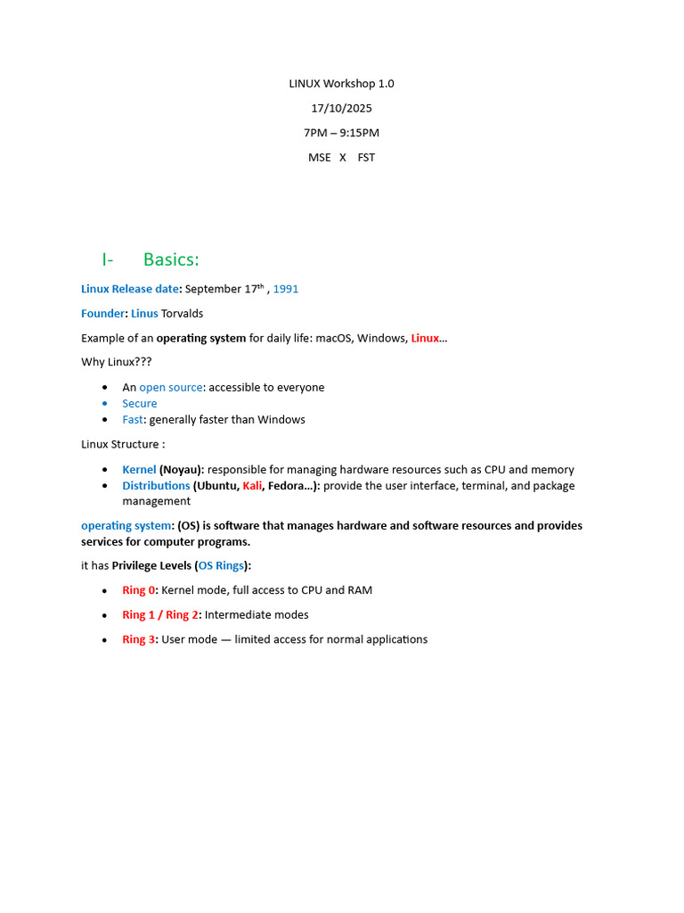 Linux Workshop Basics and Commands Guide | PDF | Linux | Operating System