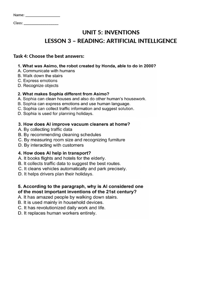 Handout Unit 5 - Reading | PDF