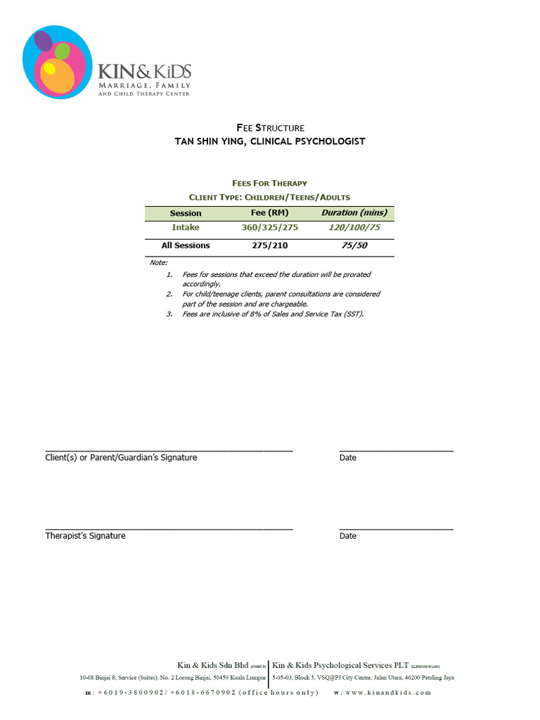 K&K Fee Structure (Shin Ying) - 1 Mar 2025 | PDF
