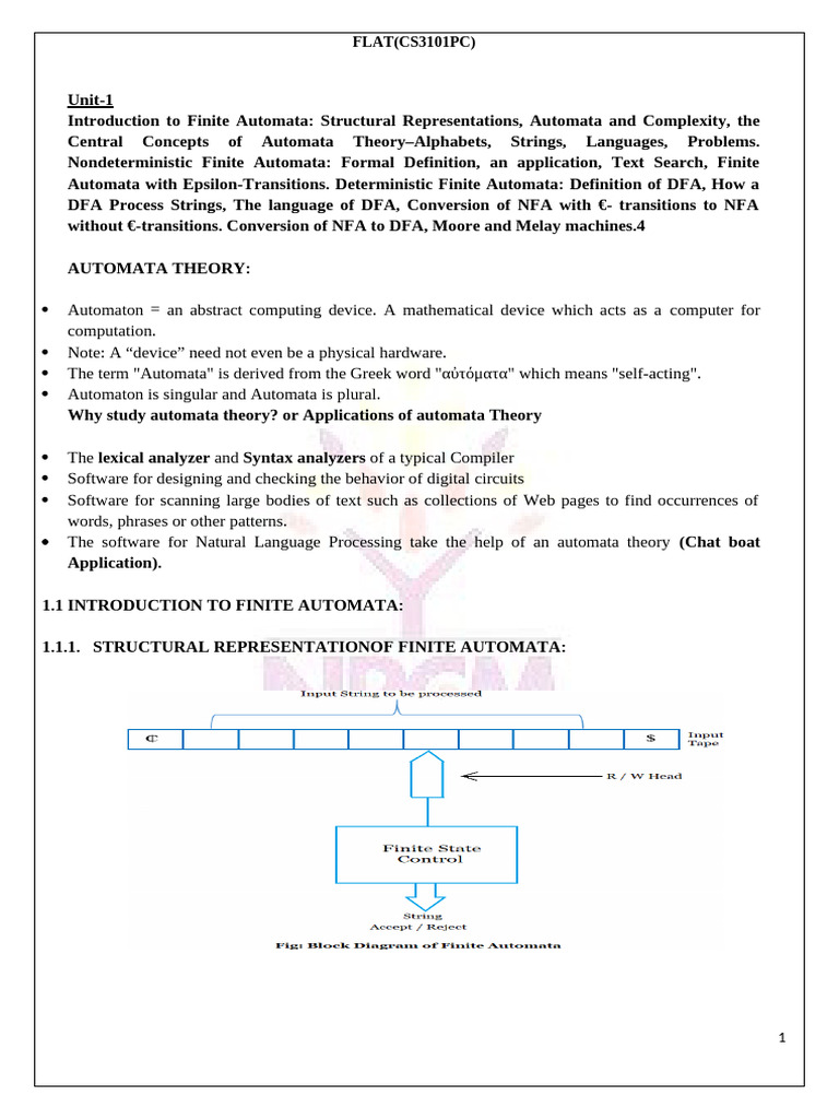 FLAT (CSE) Subject Bit Wise and Full Length. | PDF | Automata Theory ...