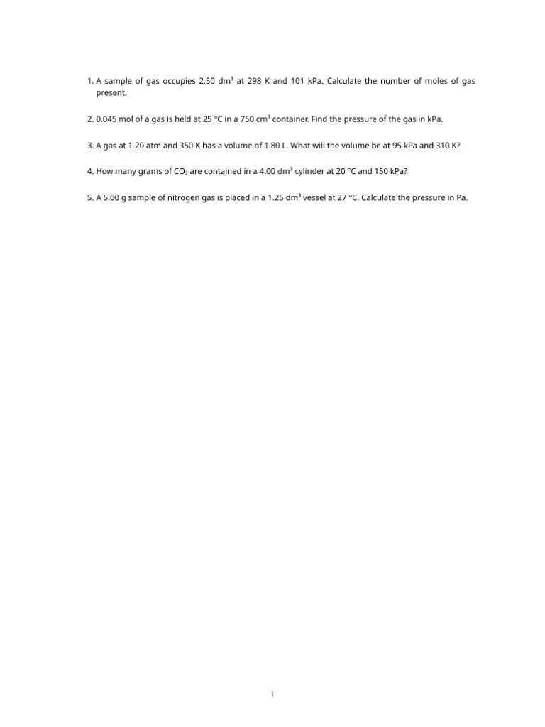 Ideal Gas Questions | PDF