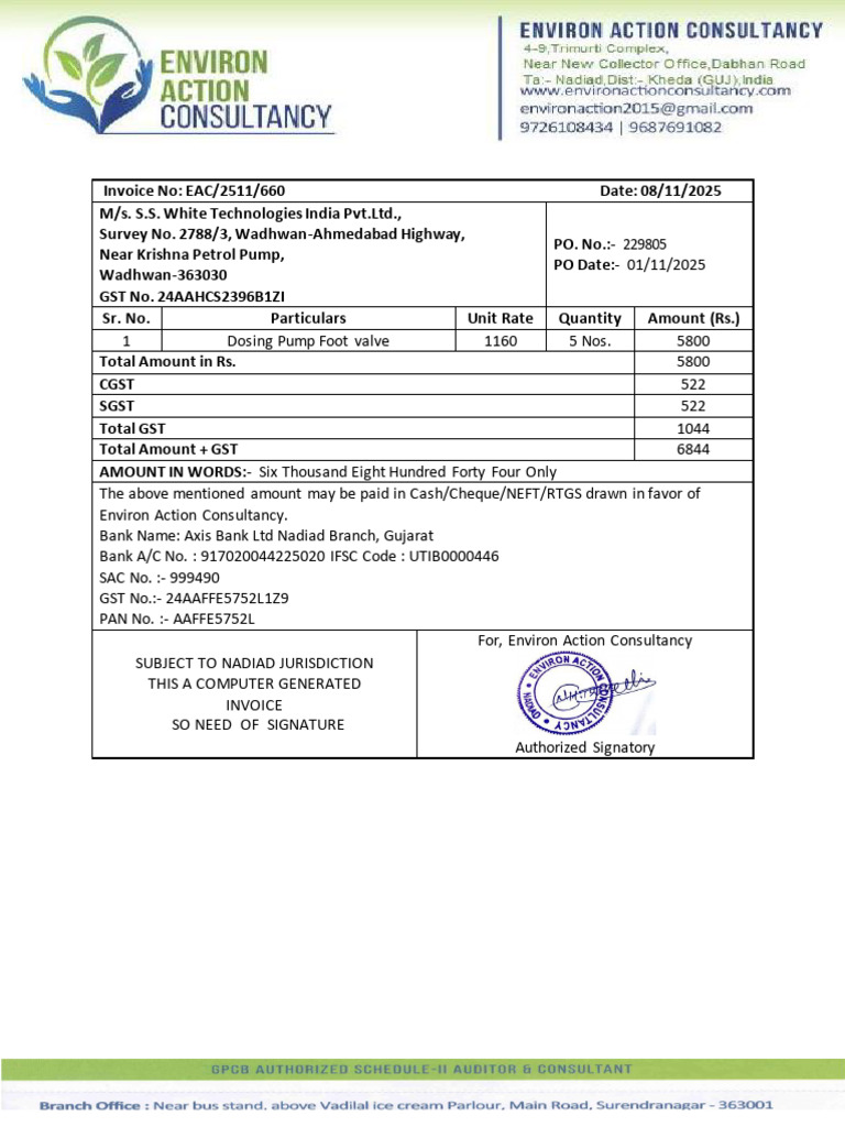 660. SS White Technologies Foot Valve Bill | PDF