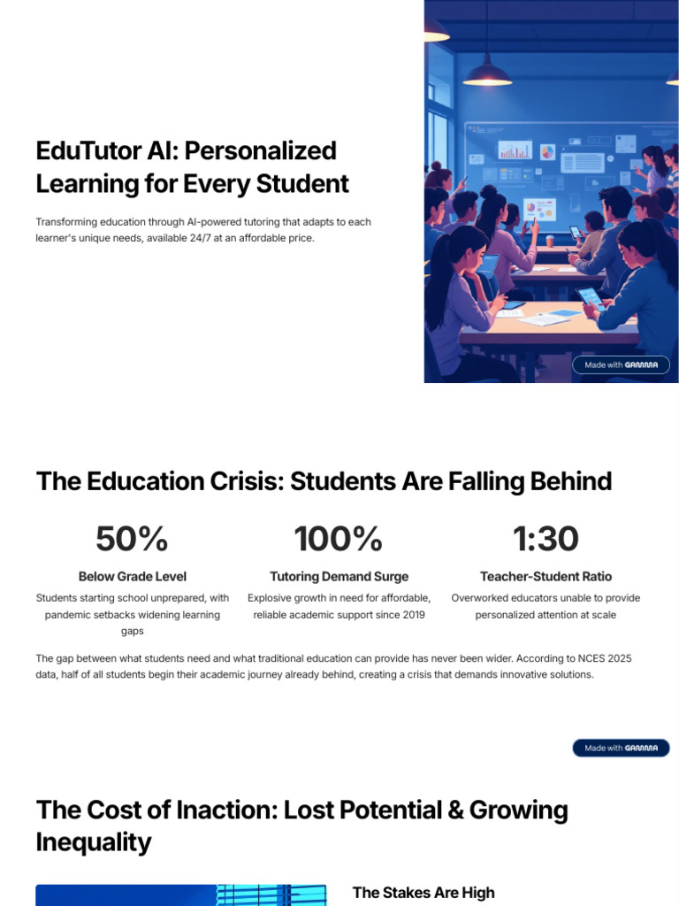 EduTutor AI Personalized Learning For Every Student | PDF | Educational ...