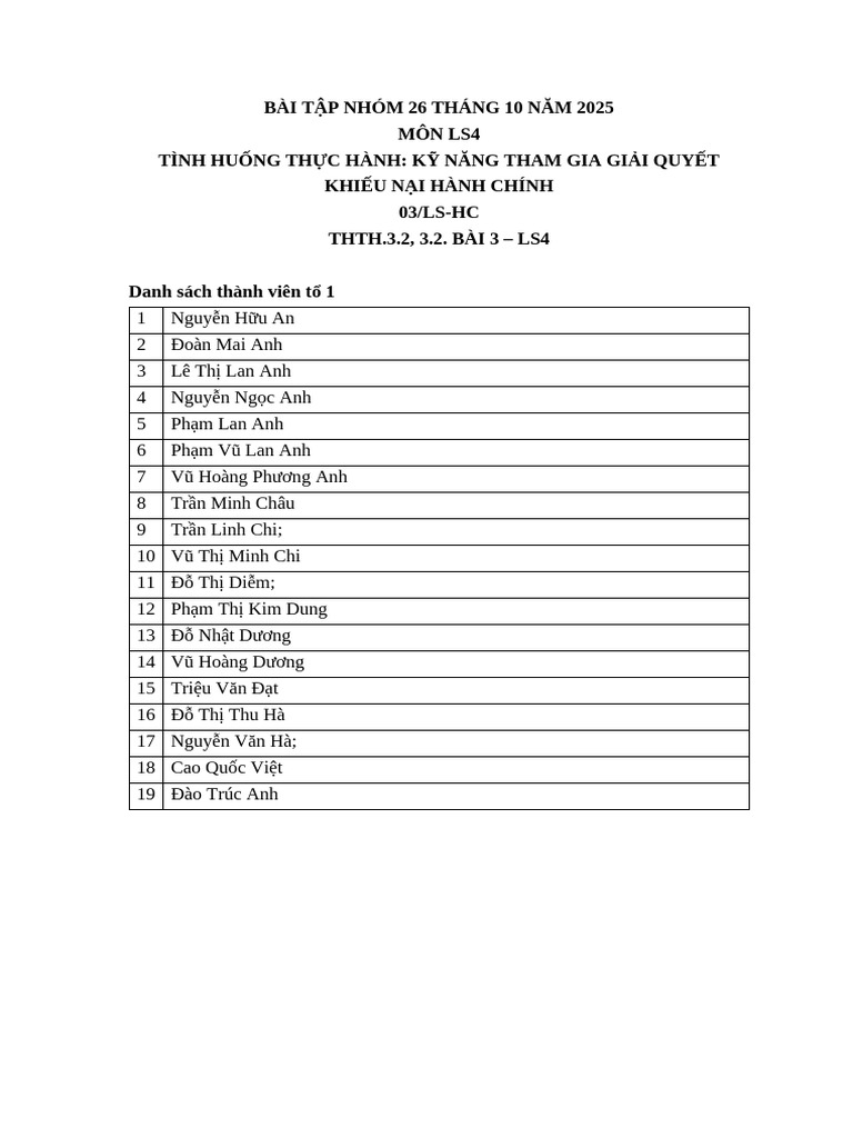 BTN - Tổ 1 - C5 - THTH.3.2, 3.2. BÀI 3 - LS4 | PDF
