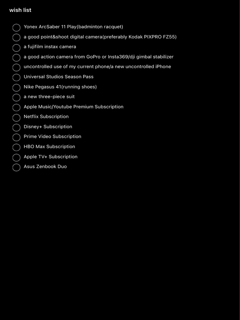 Wish List | PDF
