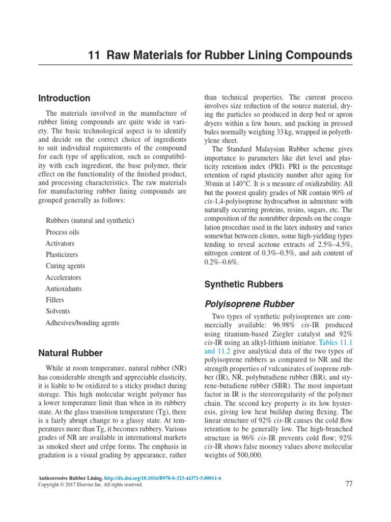 Raw Materials for Rubber Lining Compounds | PDF | Natural Rubber ...