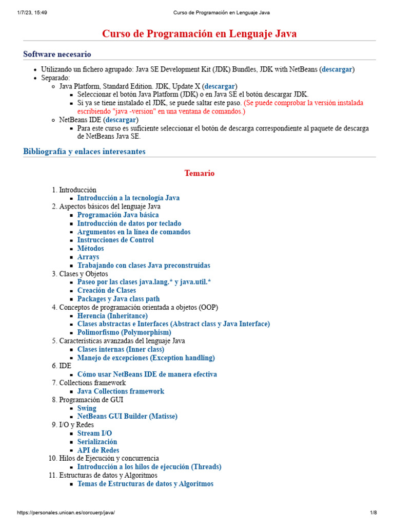 Curso de Program - en Lenguaje Java | PDF | Java (lenguaje de programación) | Herencia ...