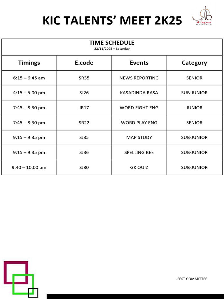 Time Schedule | PDF