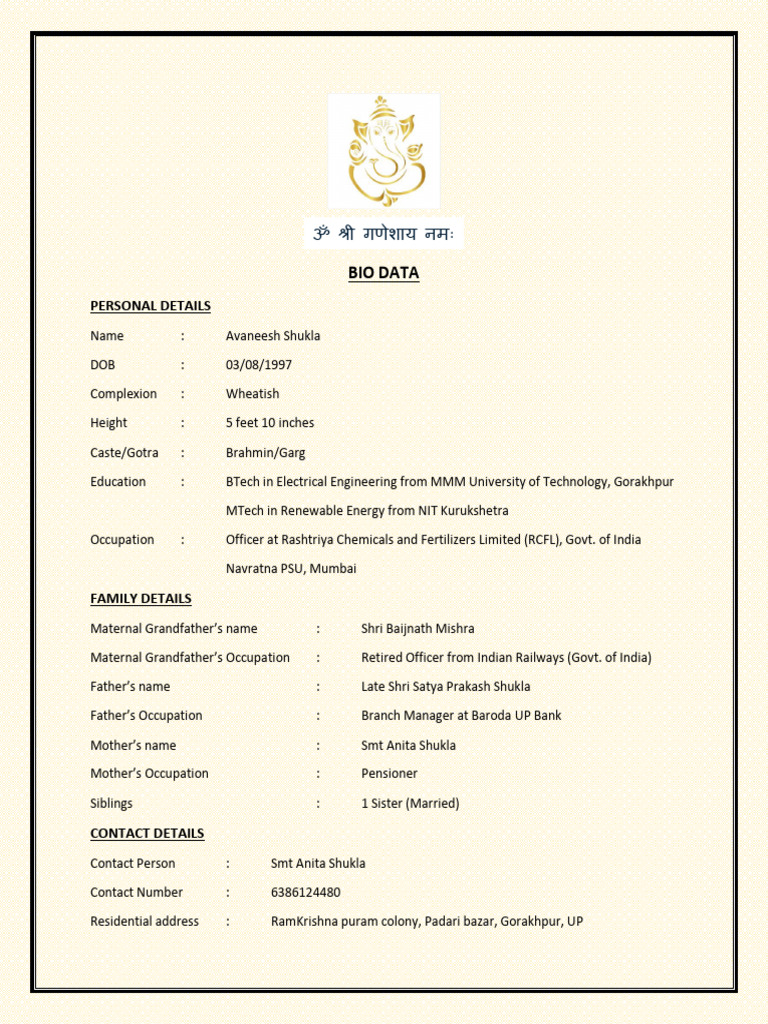 Avaneesh Bio Data | PDF