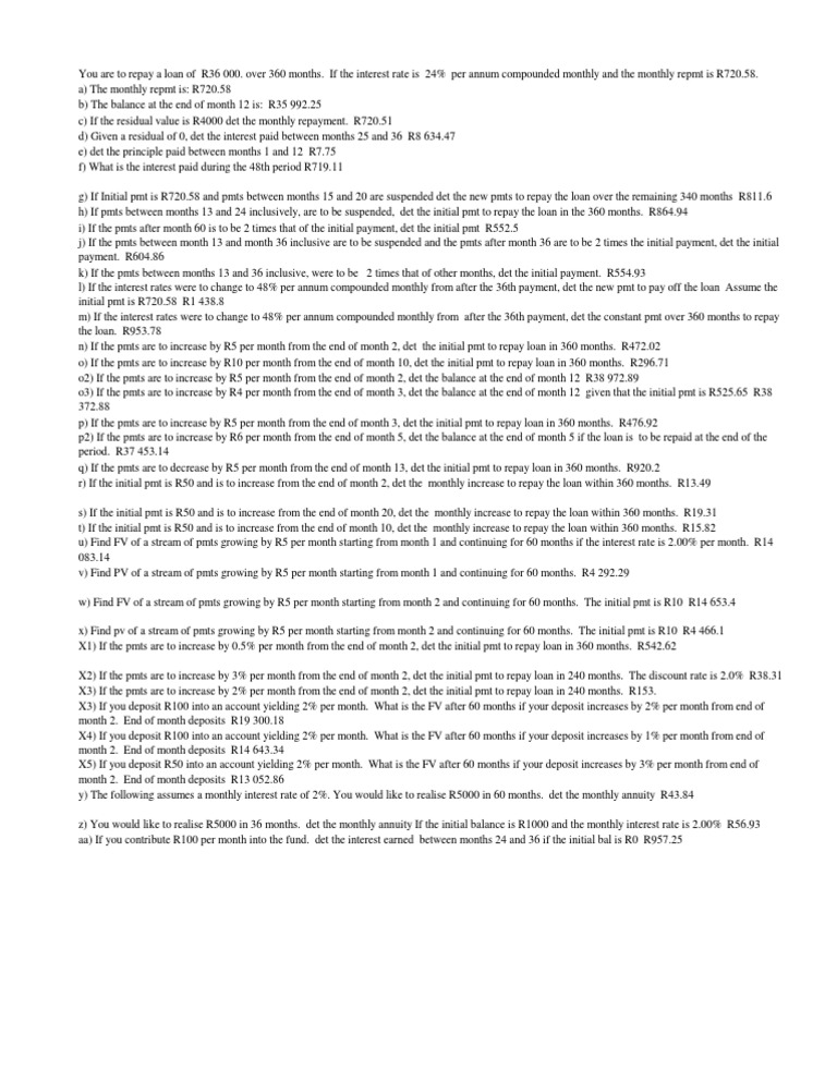 TVM Questions With Answers | PDF | Interest | Loans