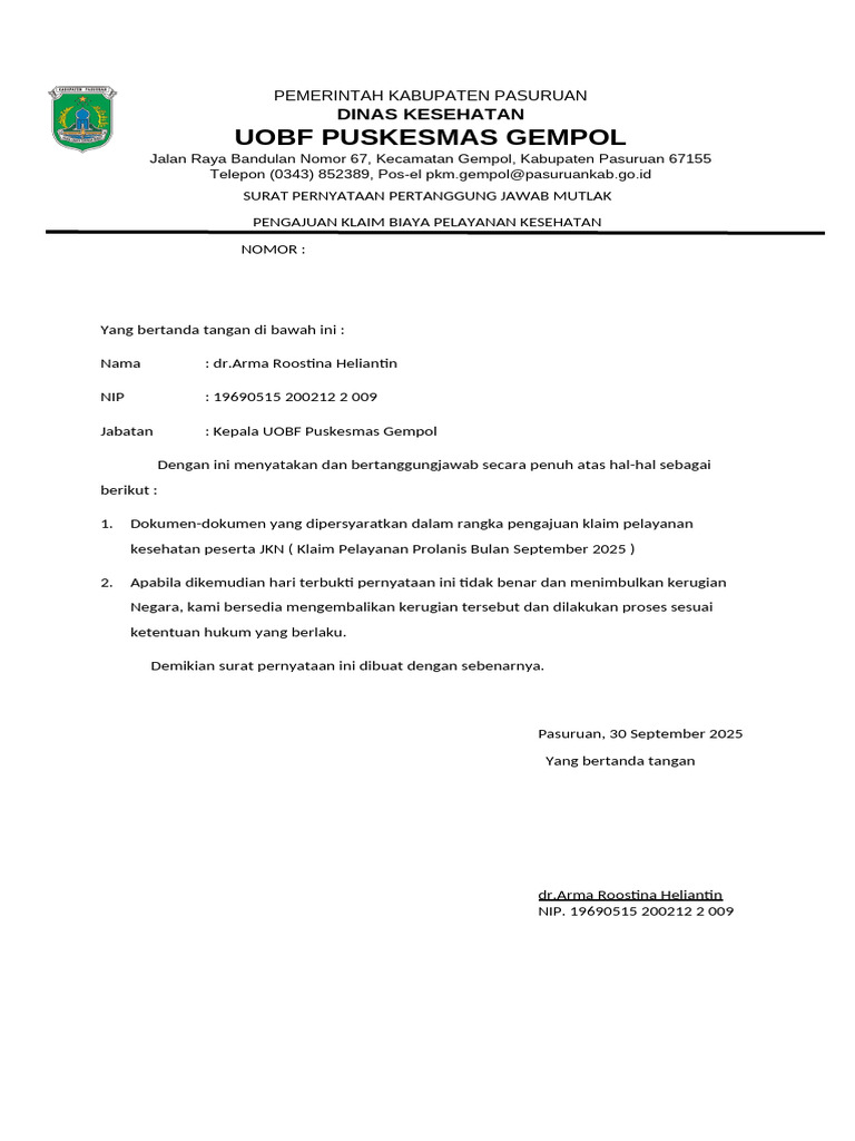 Form Pengajuan Klaim Bpjs | PDF