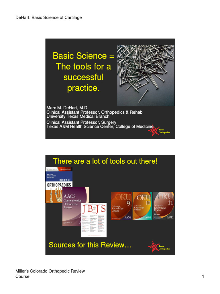 DeHart Basic Science I - 1 Cartilage | PDF | Cartilage | Extracellular ...