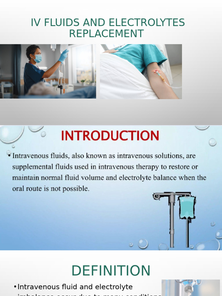 IV FLUIDS AND ELECTROLYTES REPLACEMENT | PDF | Intravenous Therapy ...