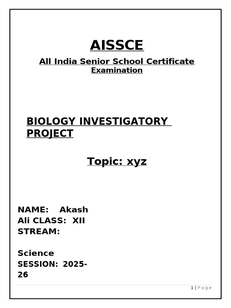Bio Project Front Page | PDF