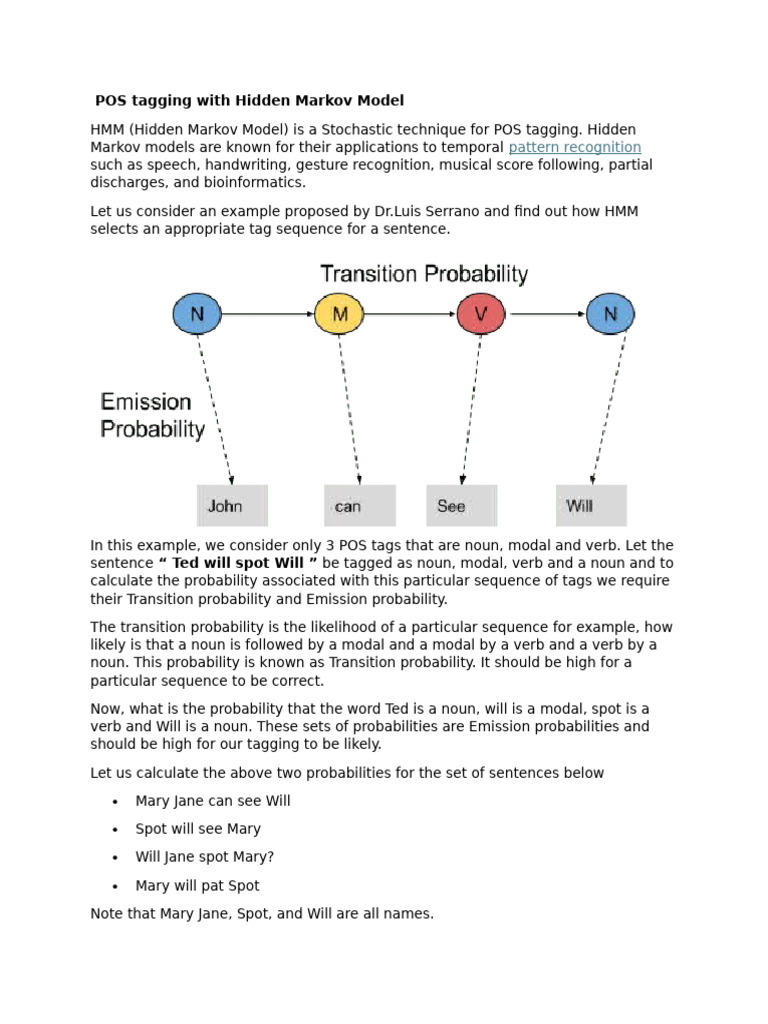 POS Tagging with HMM Explained | PDF | Applied Mathematics ...