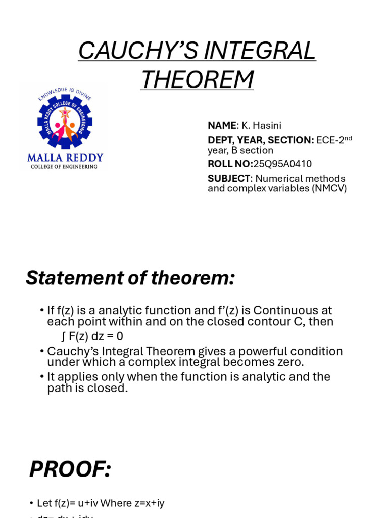Cauchy'S Integral: Theorem | PDF