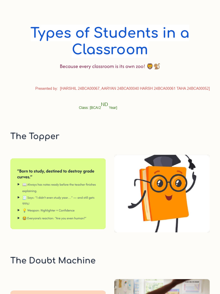 Types of Students in a Classroom | PDF