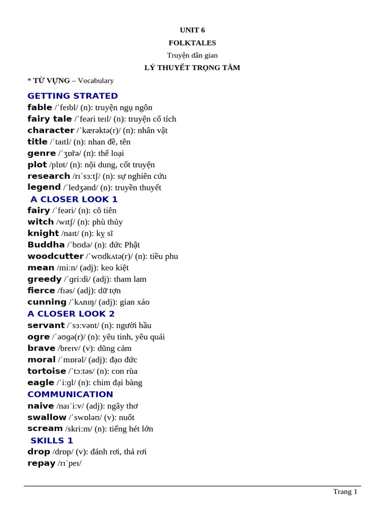 Unit 6 - Folktales | PDF