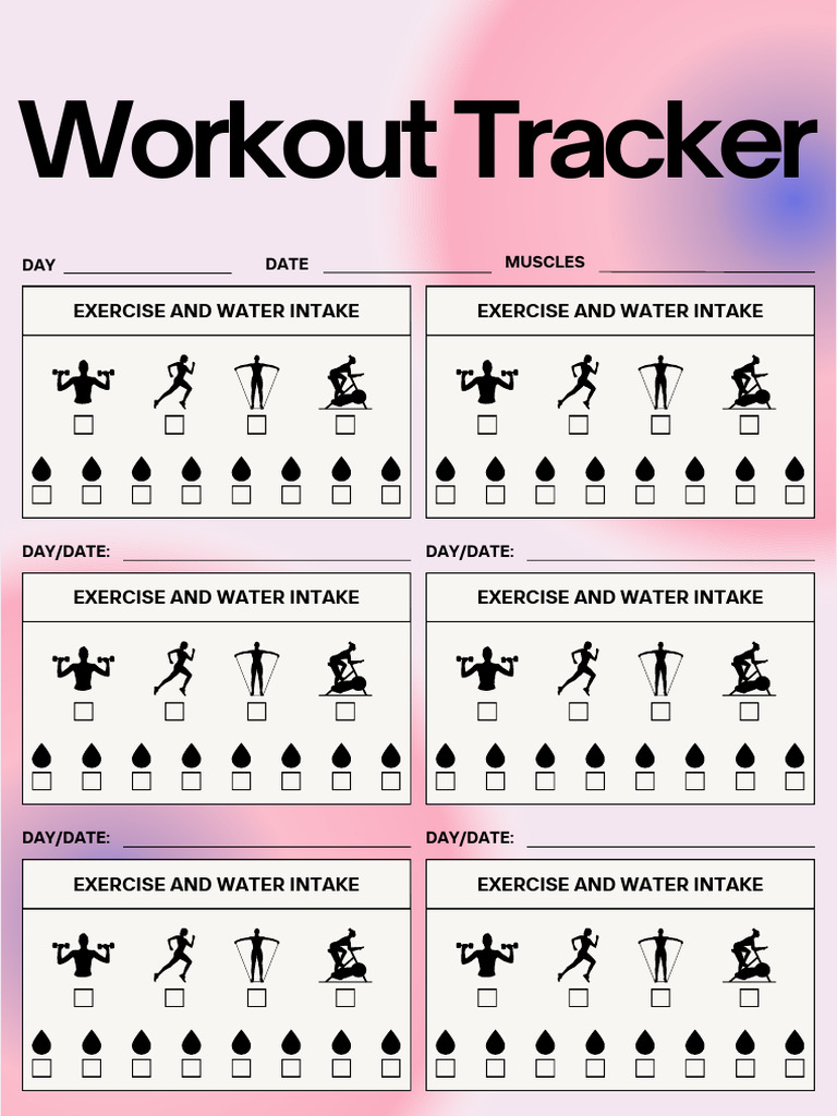 Pink Bold Gradient Workout Tracker Planner | PDF