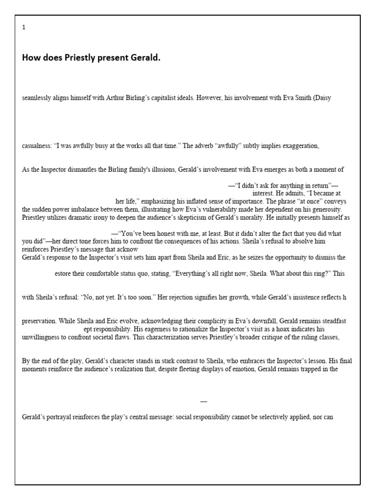 Analyzing Gerald Croft in An Inspector Calls | PDF