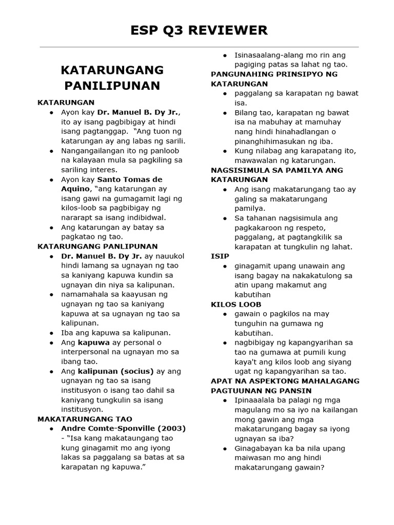 EsP Reviewer Q3 | PDF