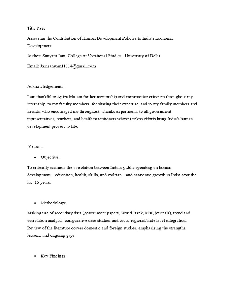 Research Paper - (Sanyam Jain) | PDF | Economic Growth | Poverty Reduction