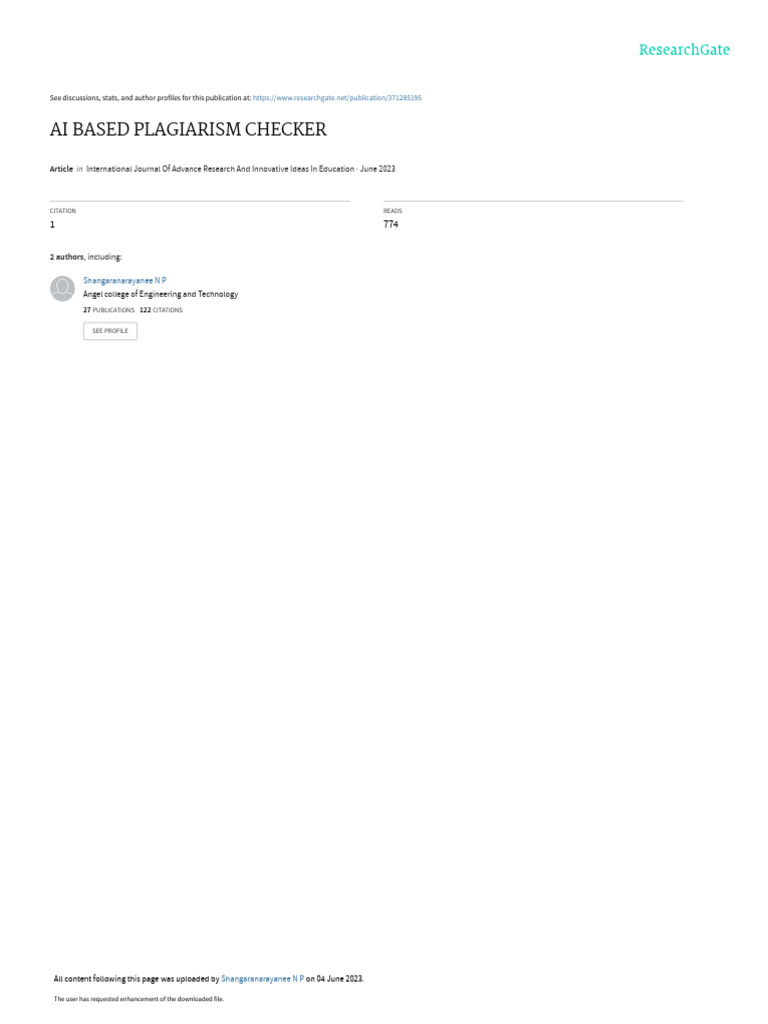 Ai Based Plagiarism Checker Ijariie20063 | PDF | Plagiarism | Python ...