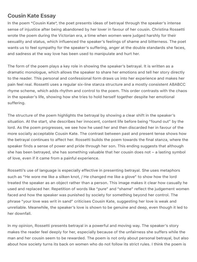 Cousin Kate Essay | PDF | Poetry
