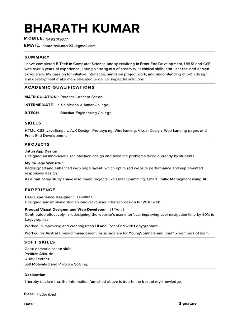 Bharath Resume Updated | PDF