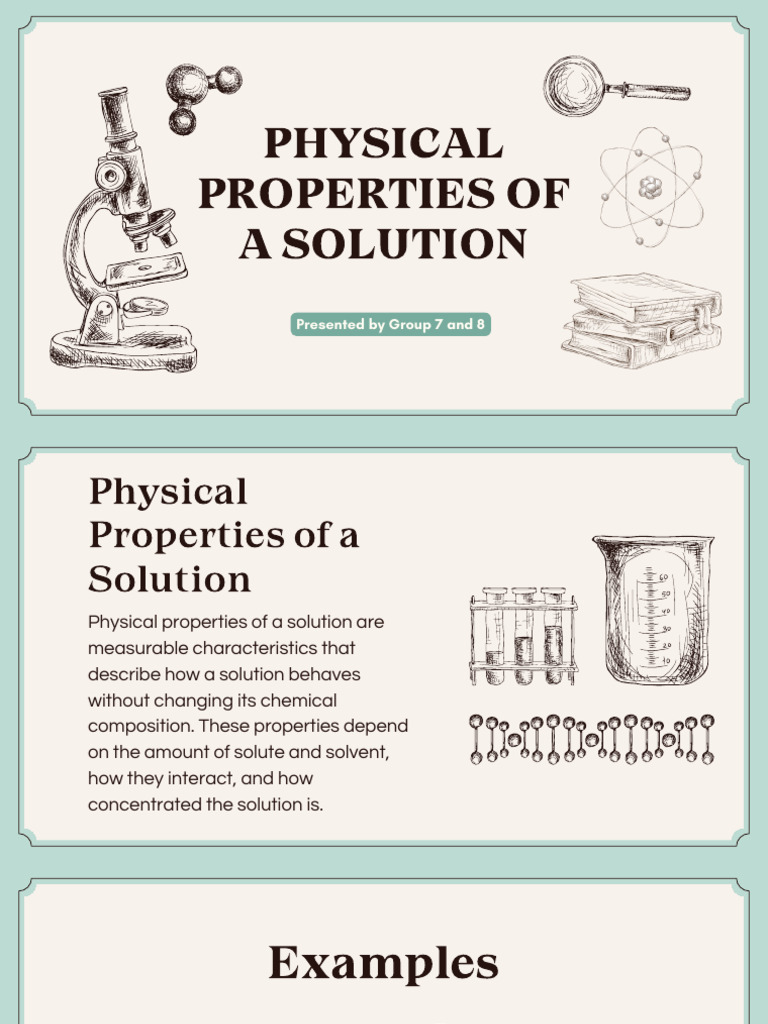 Physical Properties of A Solution | PDF | Solubility | Stoichiometry