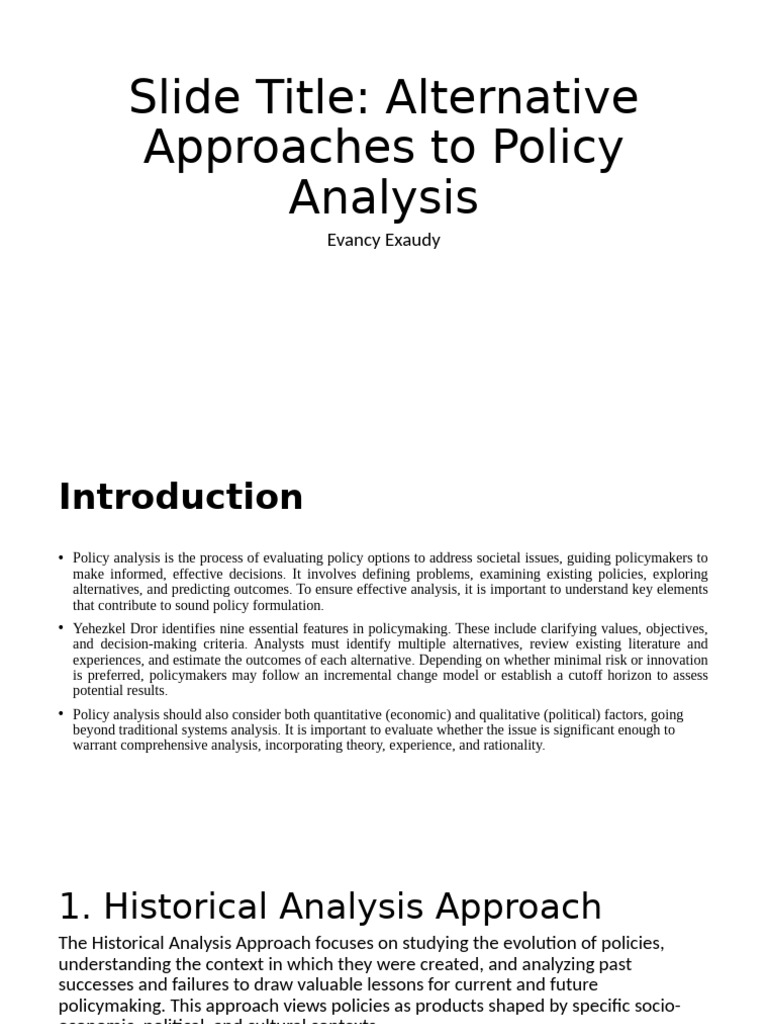 Alternative Approach To Policy Analysis | PDF | Policy | Policy Analysis
