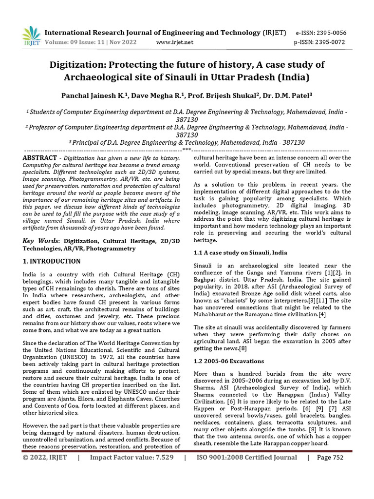 Digitization of Sinauli Heritage Site | PDF | Augmented Reality