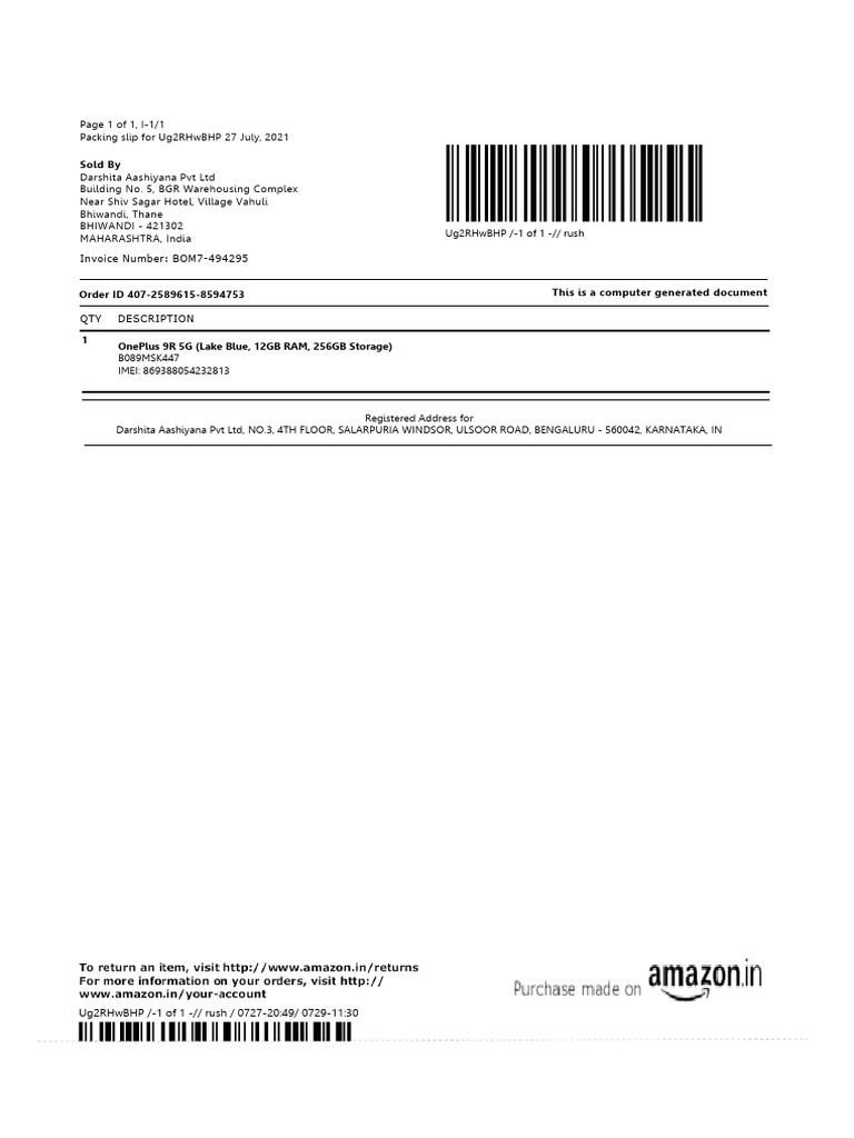 407-2589615-8594753 - Warranty Invoice | PDF