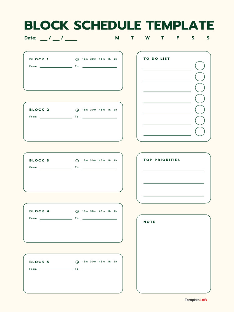 Block Schedule Template Guide | PDF