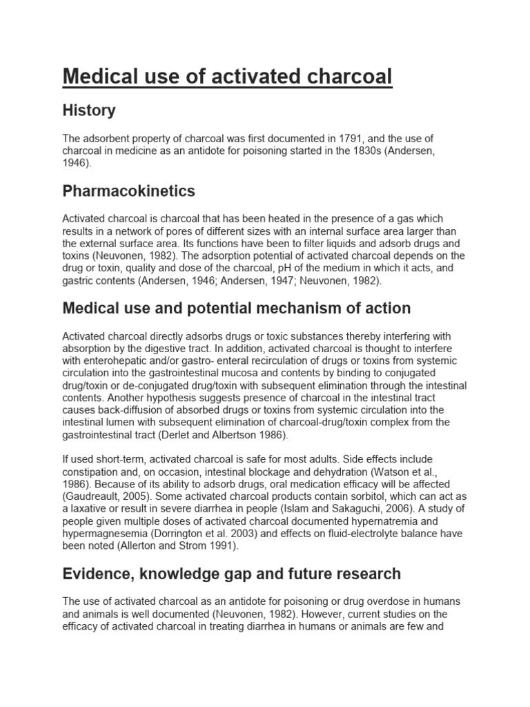 Activated Charcoal in Medical Treatment | PDF | Diarrhea ...