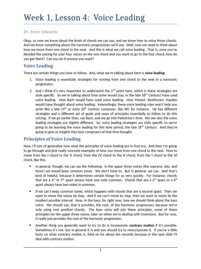 Voice Leading Techniques in Music | PDF | Chord (Music) | Elements Of Music