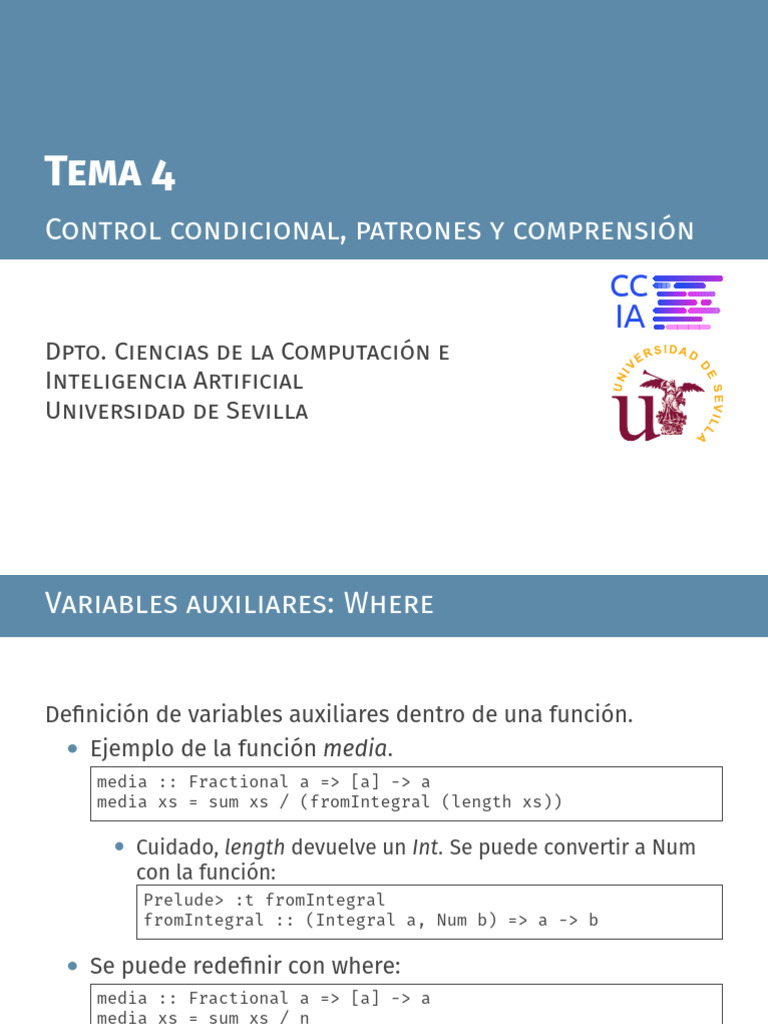 T4 Control Condicional Patrones y Comprensión | PDF | Programación de computadoras | Modelos de ...